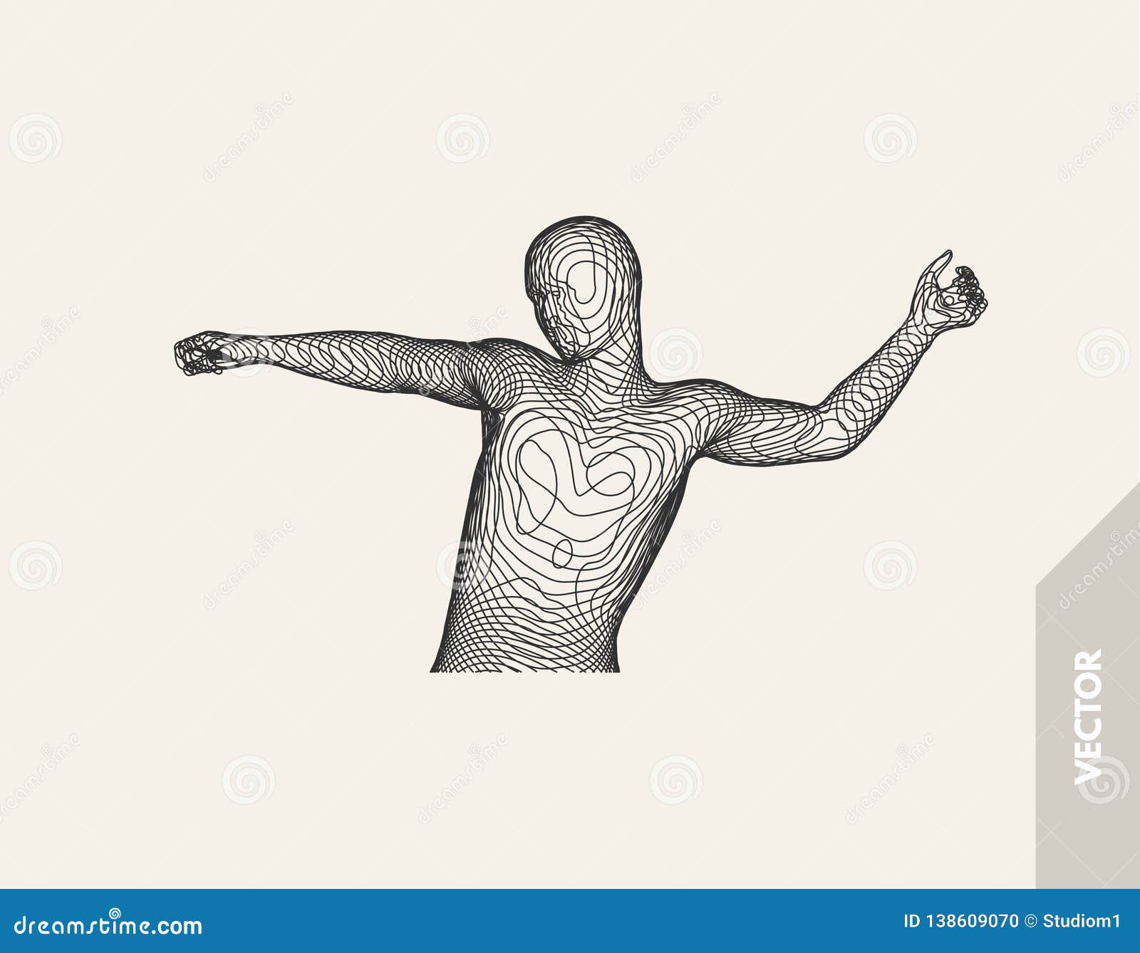 3d Model of Man. Vector Illustration Stock Vector - Illustration of ...