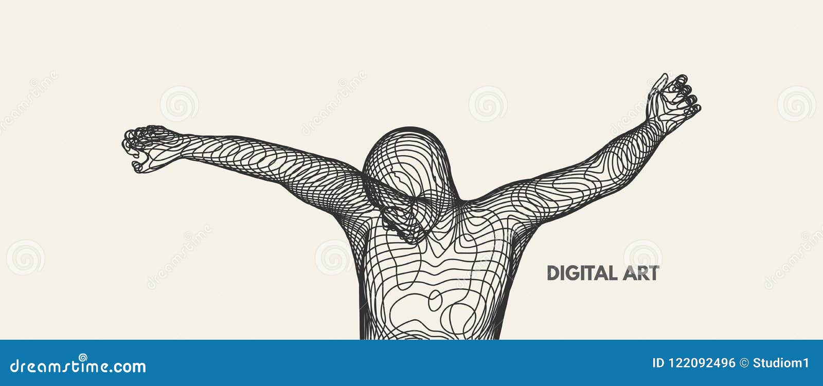 3d Model of Man. Wire Connection To Virtual Reality. Vector ...