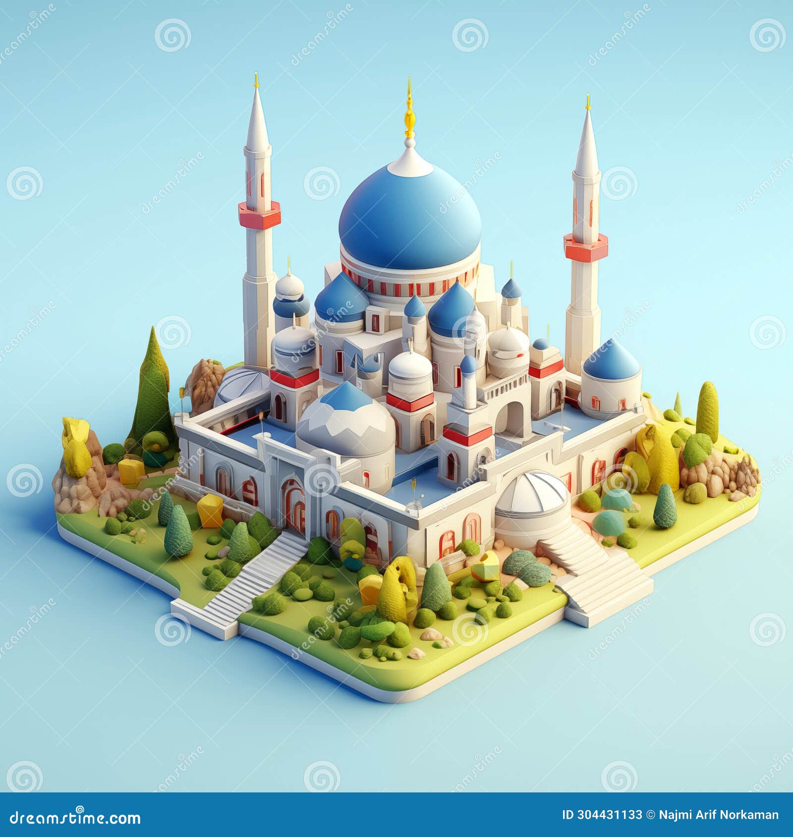 3D model masjid stock image. Image of symbolism, architecture - 304431133