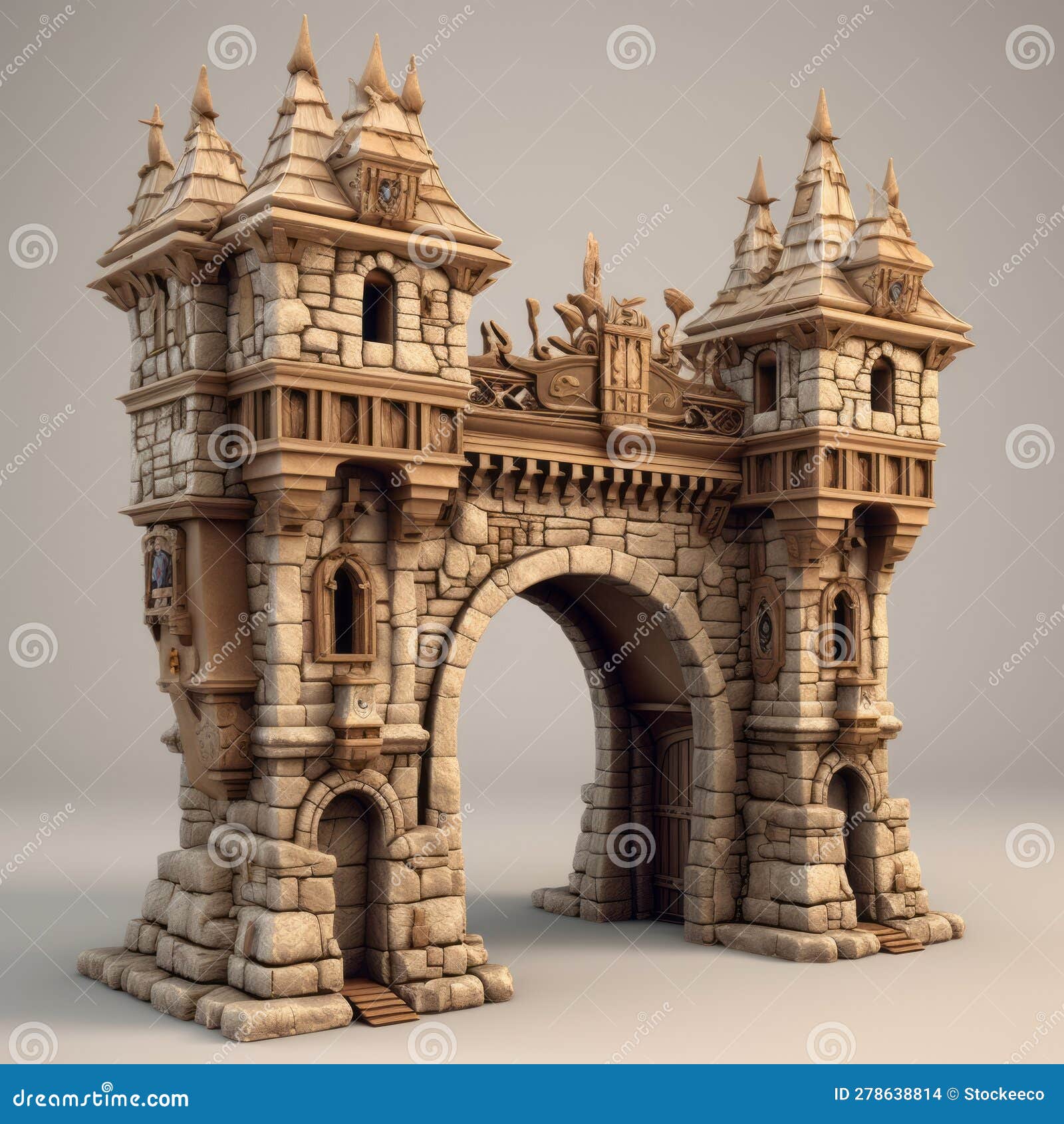 Medieval Entrance Gate 3d Model for Cartoon Stock Illustration ...
