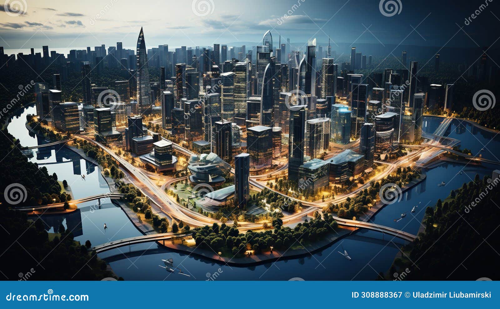 3D Model of a Modern Metropolis. Generated by Artificial Intelligence ...