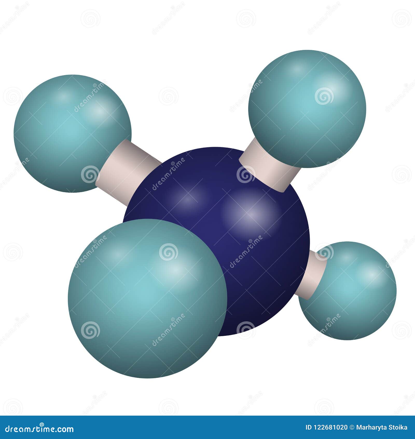 3D model molecule CH4. stock vector. Illustration of sphere - 122681020