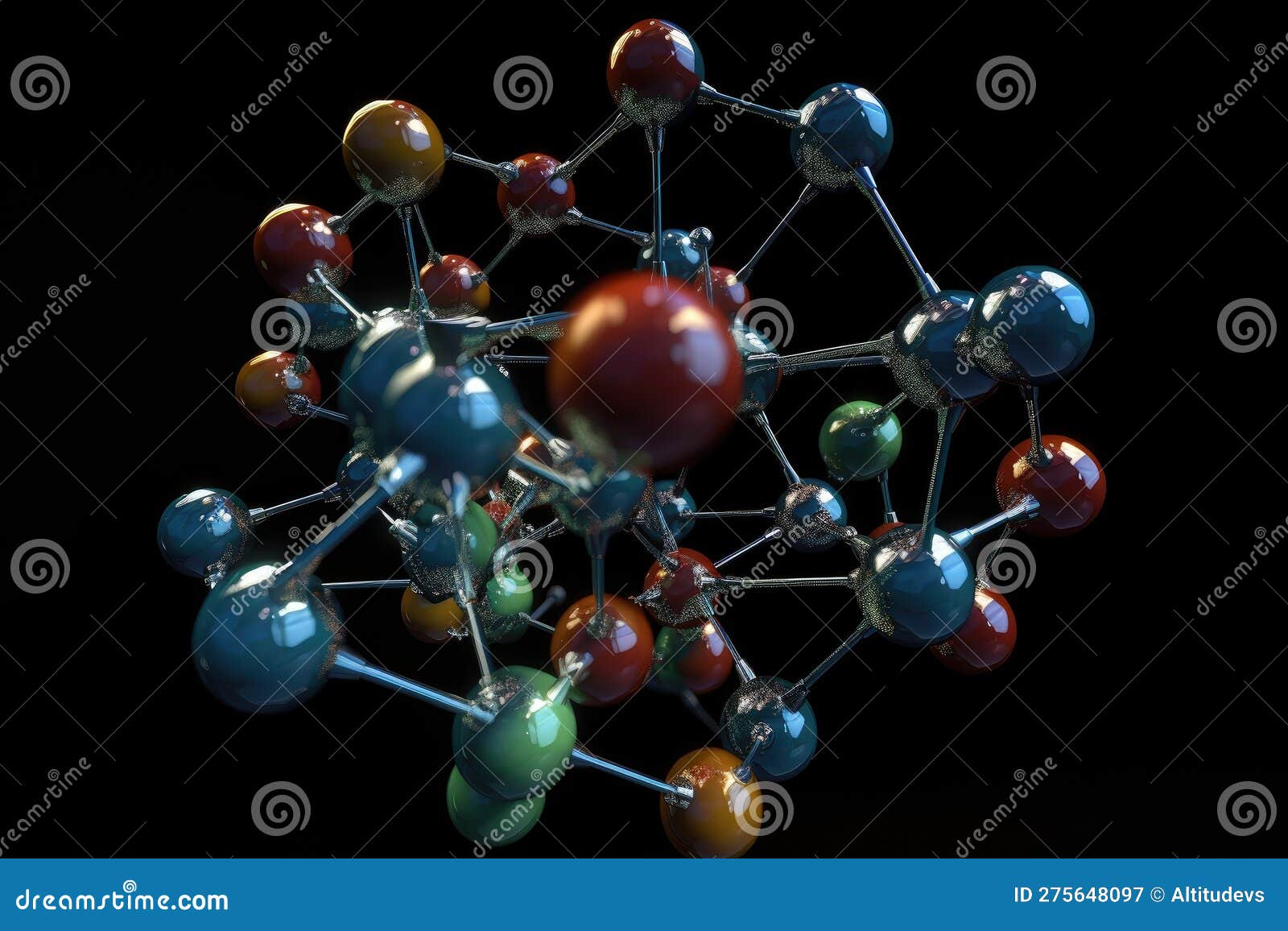 3d Model of Molecule with Various Elements, Orbiting Around Each Other ...