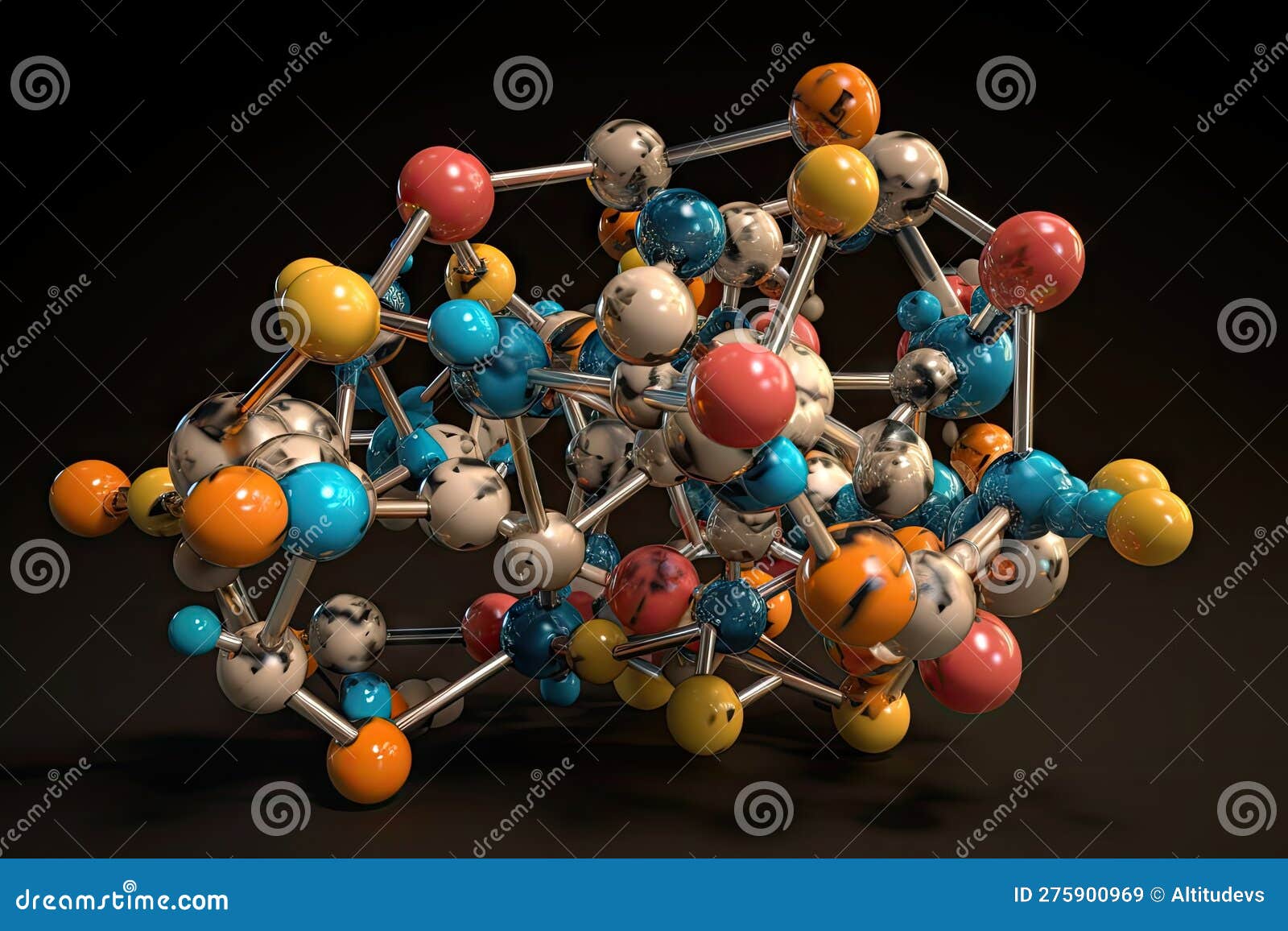 3d Model of Molecule with Various Elements, Orbiting Around Each Other ...