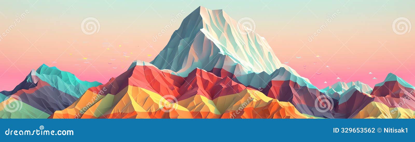 54 3D Model Of A Mountain Icon With A Colorful Illustrated Background ...