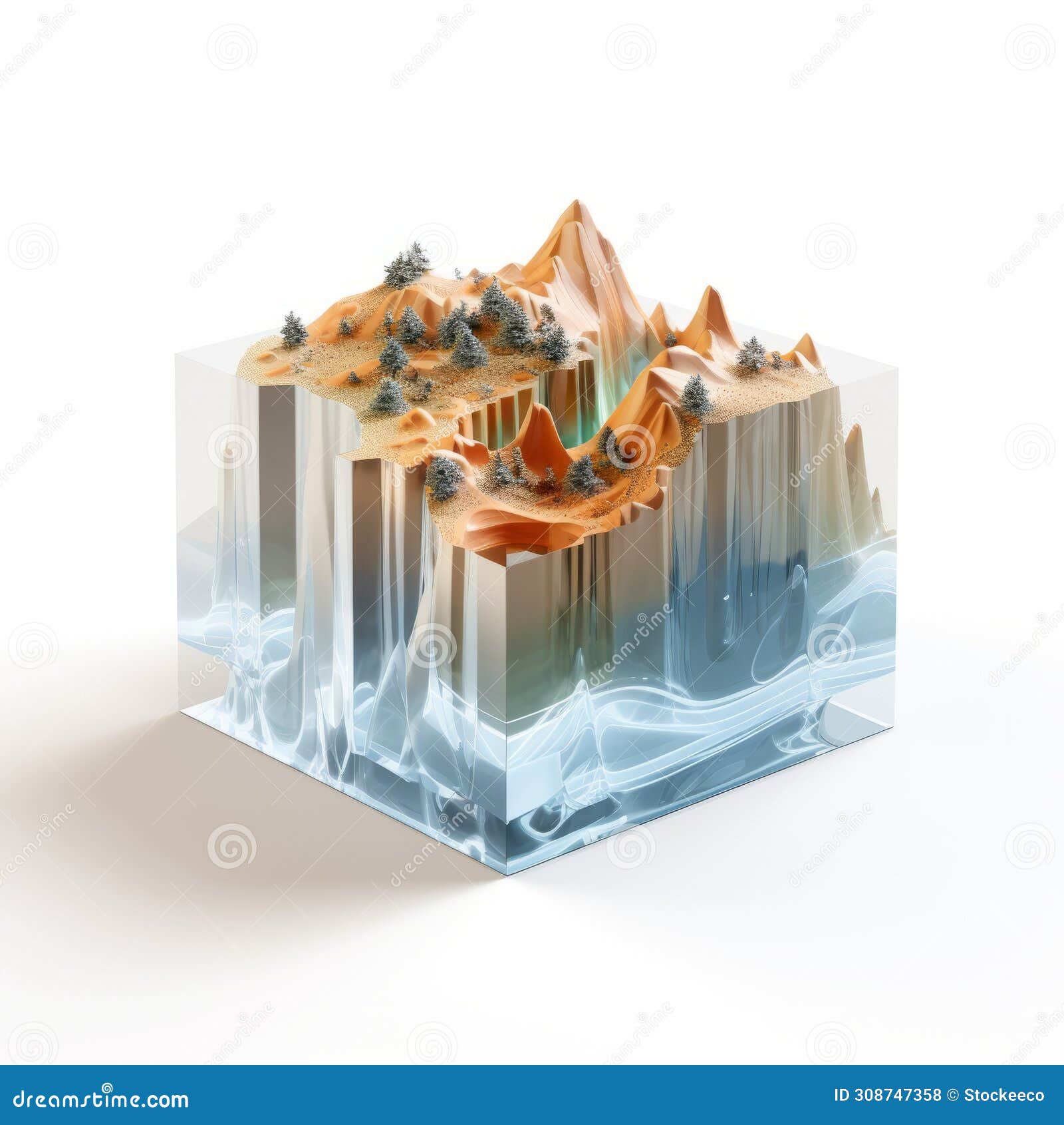 Vibrant Cartography: Plastic Cube with Water - Northern China S Terrain ...