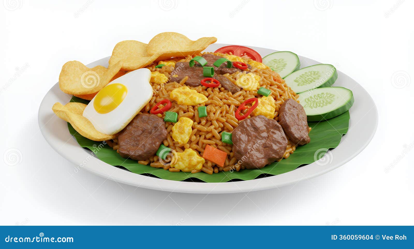 3D Model Nasi Uduk Indonesian Coconut Rice With Prawn Crackers And ...