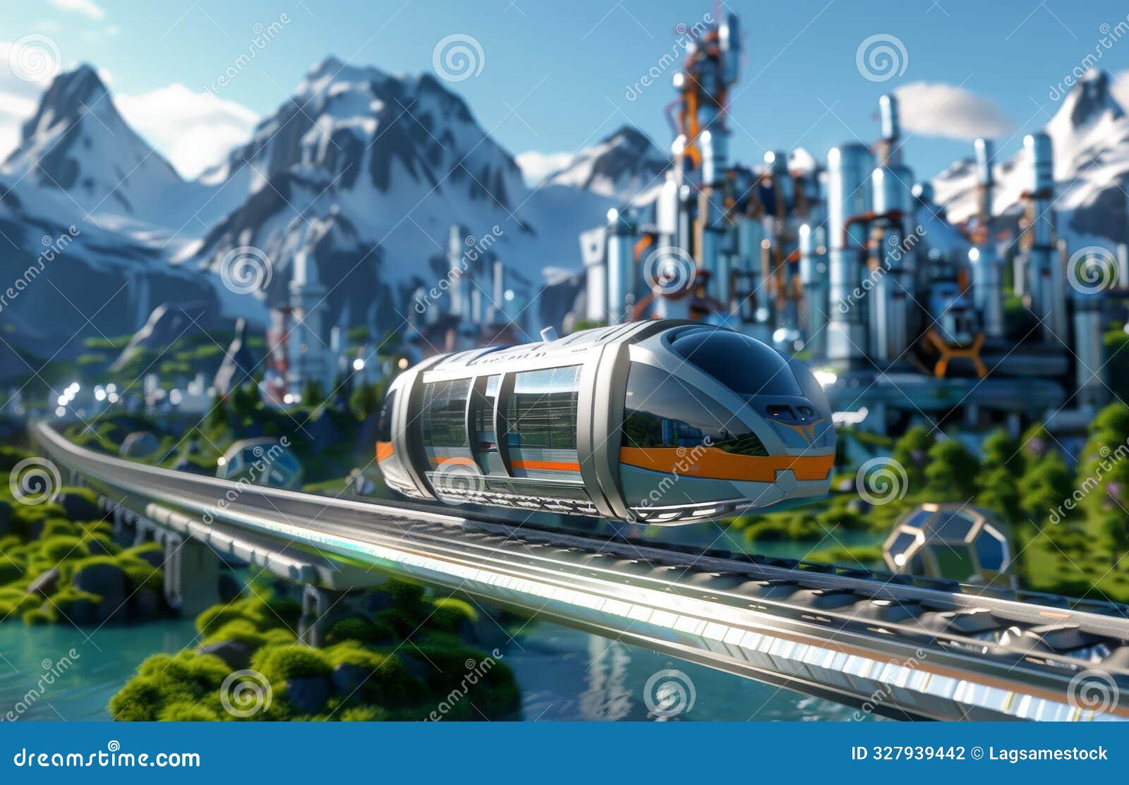 A 3D Model of a Nextgeneration Train Speeding through a Landscape of ...