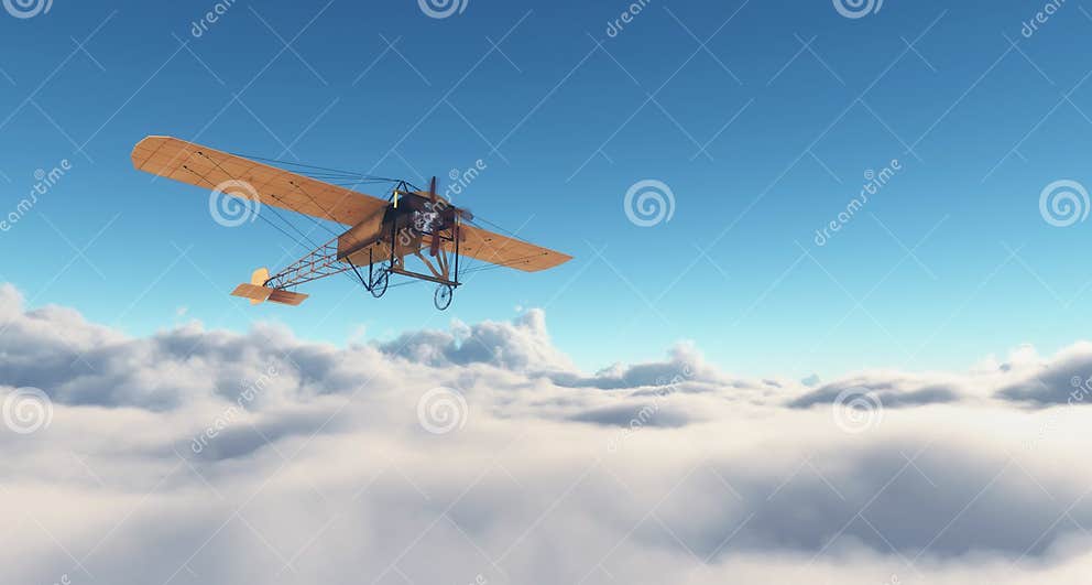 3D Model of an Old Vintage Airplane Stock Illustration - Illustration ...