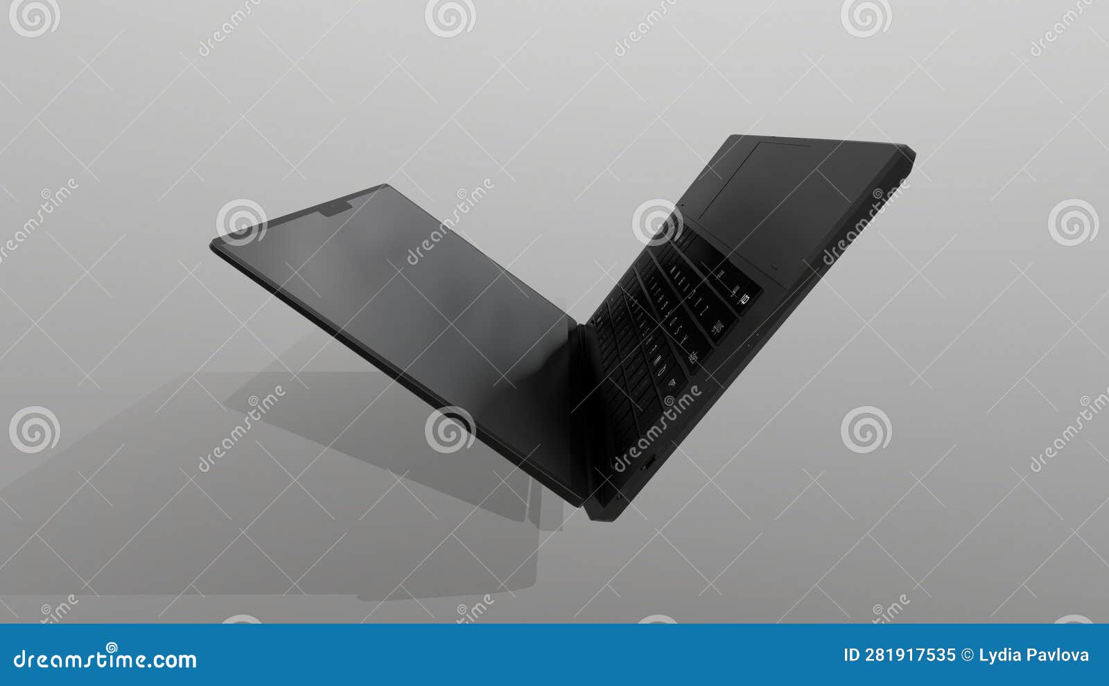 3d Model Open Laptop on White Background Stock Illustration ...