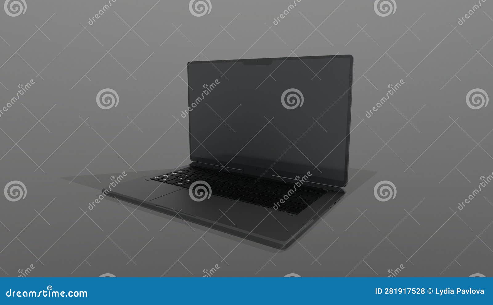 3d Model Open Laptop on White Background Stock Illustration ...