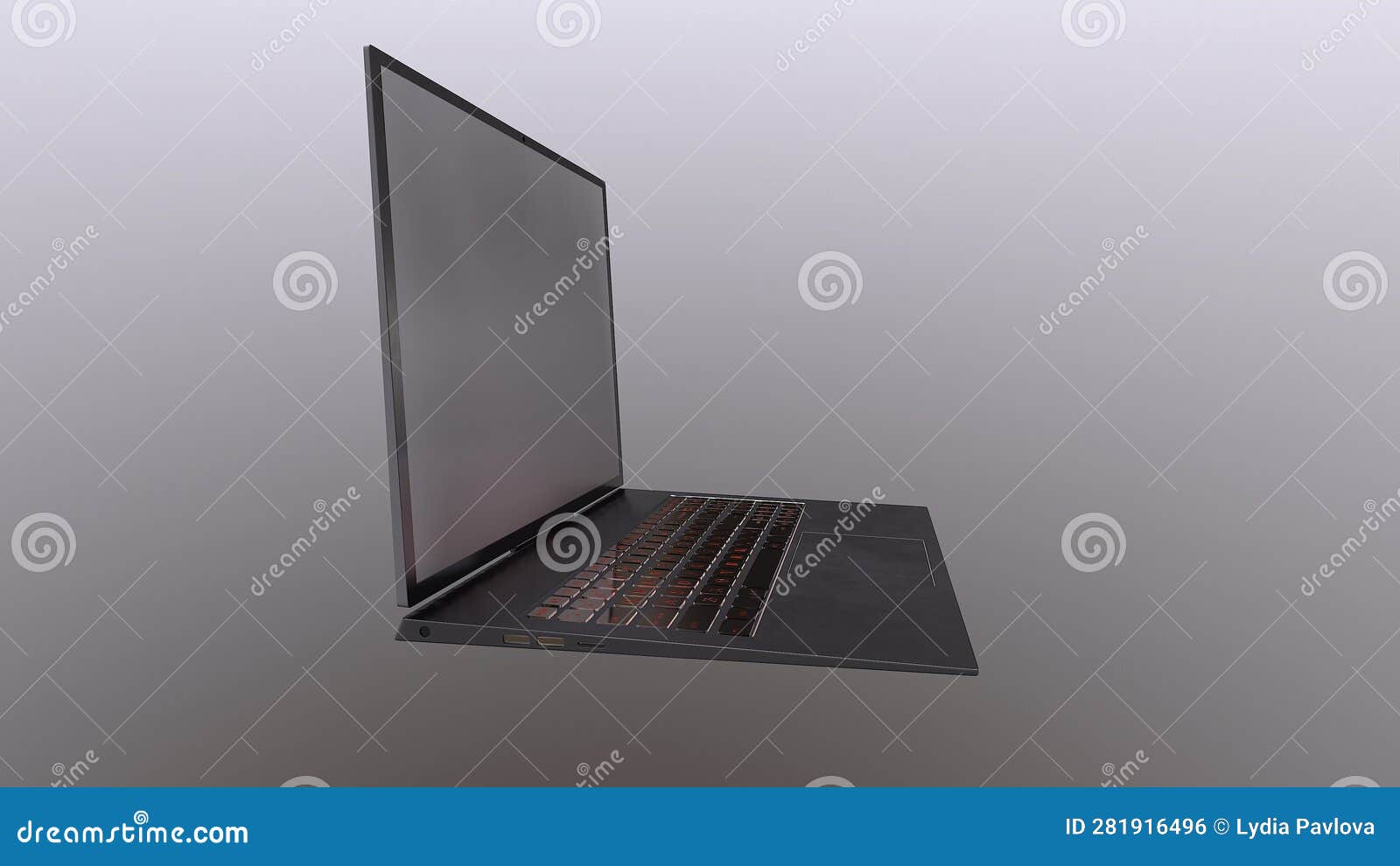 3d Model Laptop on White Background Stock Illustration - Illustration ...