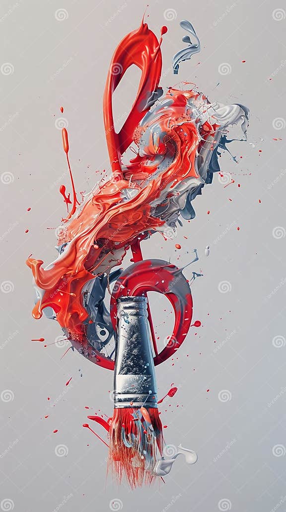 A 3D Model of a Paintbrush Morphing into a Musical Note Blurring the ...