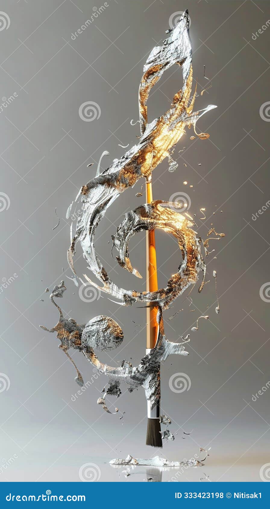 A 3D Model of a Paintbrush Morphing into a Musical Note Blurring the ...