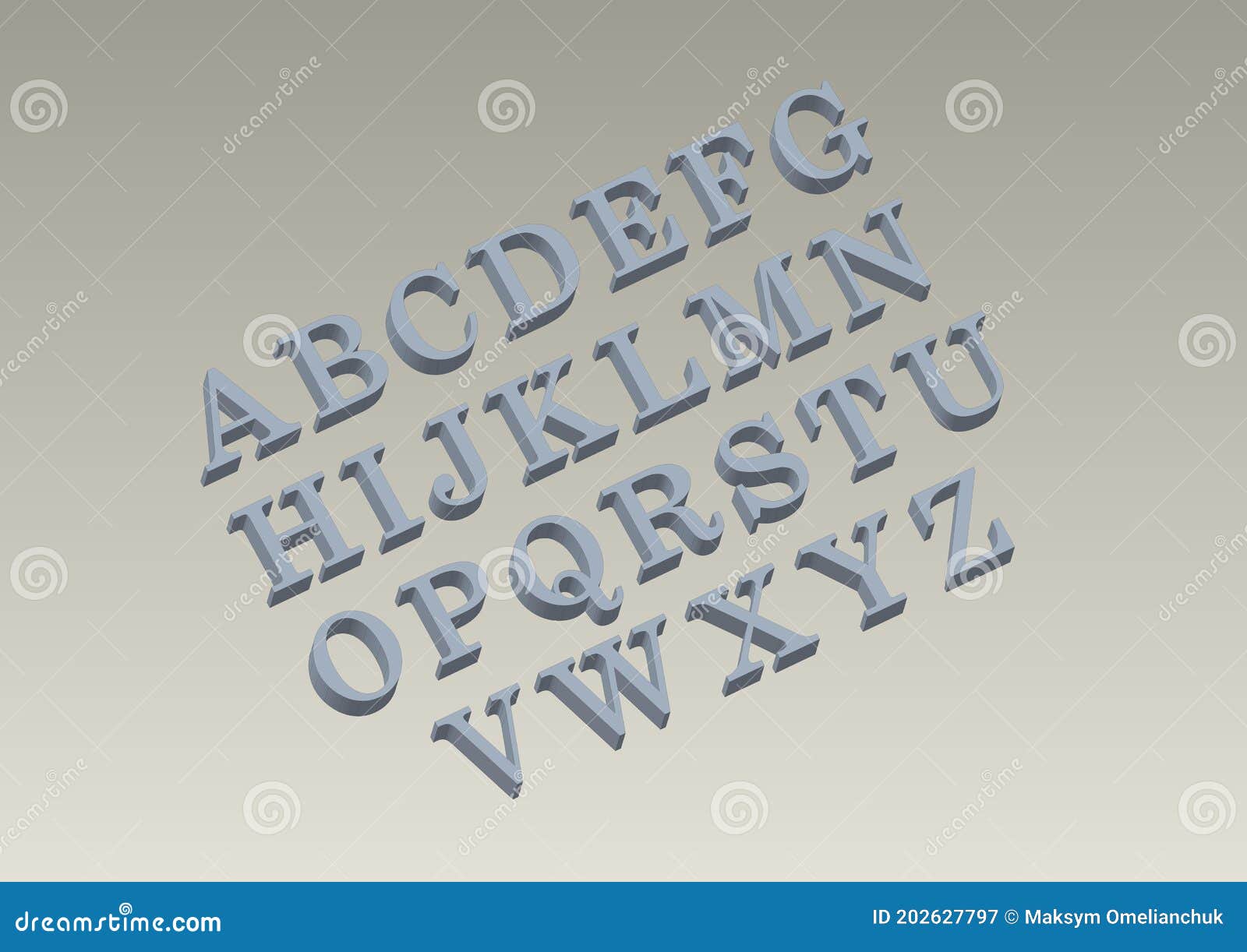 3d Model Perspective Geometry Axonometry Alphabet Stock Illustration ...