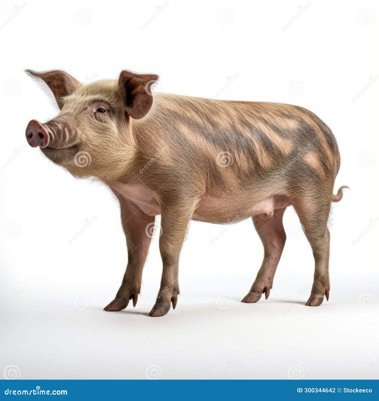 Photorealistic Portrait of a Pig with Upturned Tail Stock Illustration ...