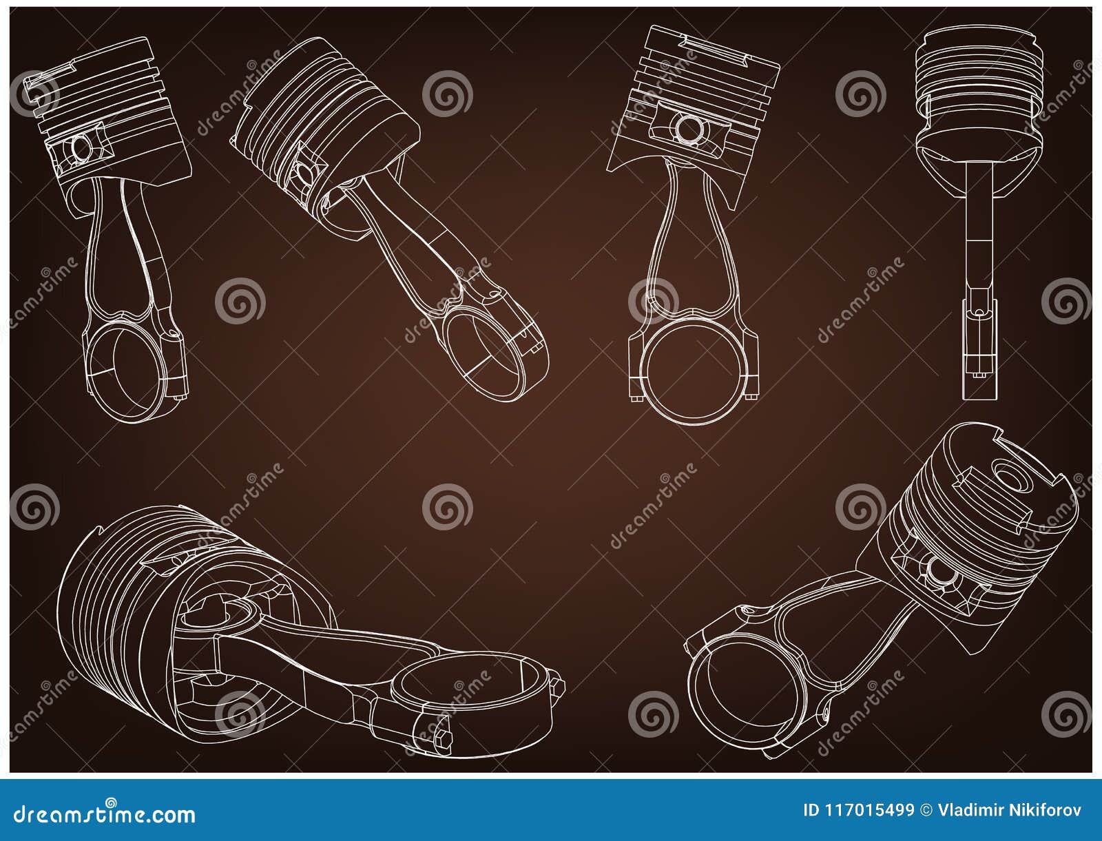 3d model of piston stock vector. Illustration of engine - 117015499