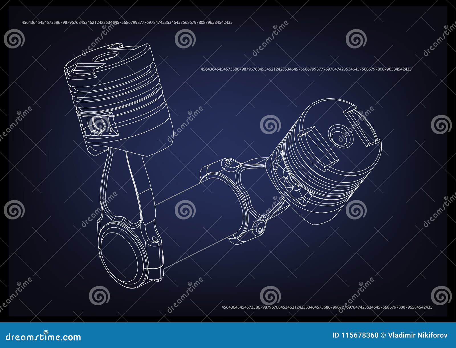 3d model of piston stock vector. Illustration of metal - 115678360