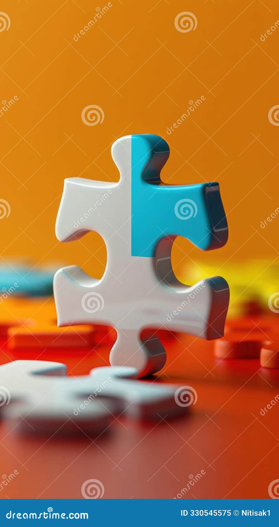 3D Model of a Puzzle Piece Icon Representing Risk Management with a ...