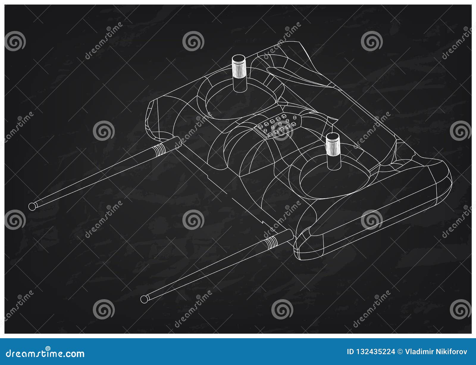 3d Model of Radio Remote Control on a Black Stock Vector - Illustration ...