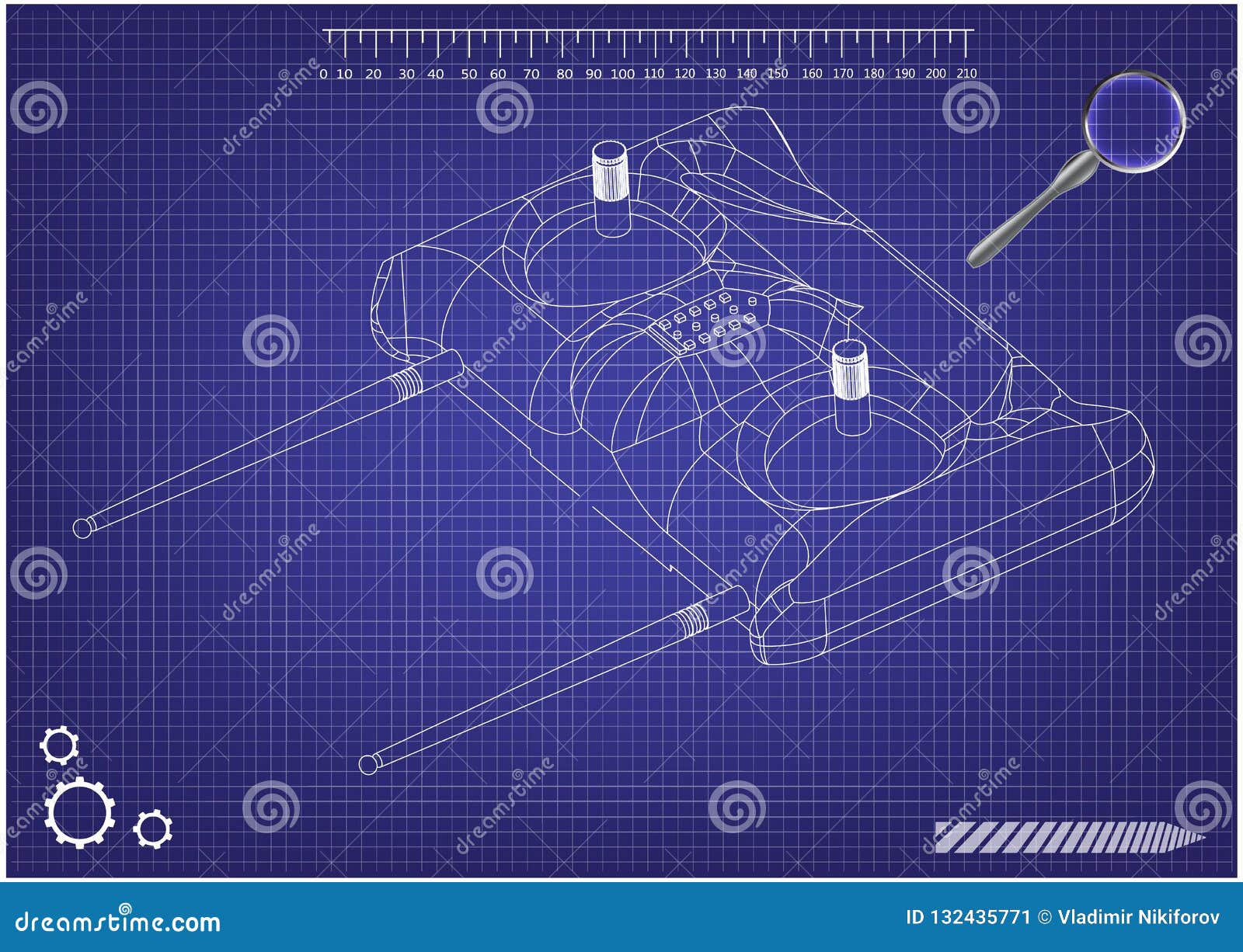 3d Model of Radio Remote Control on a Blue Stock Vector - Illustration ...