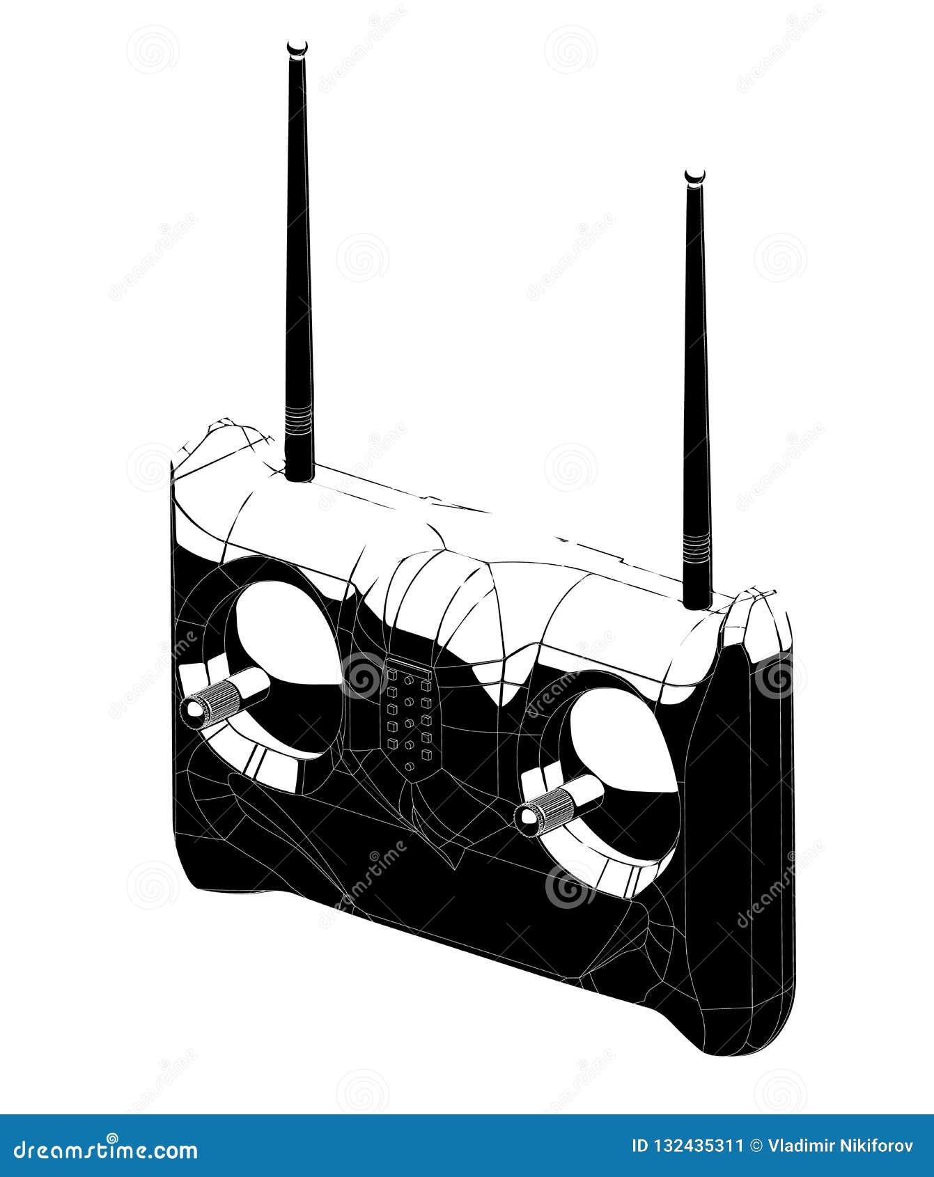 3d Model of Radio Remote Control on a White Stock Vector - Illustration ...