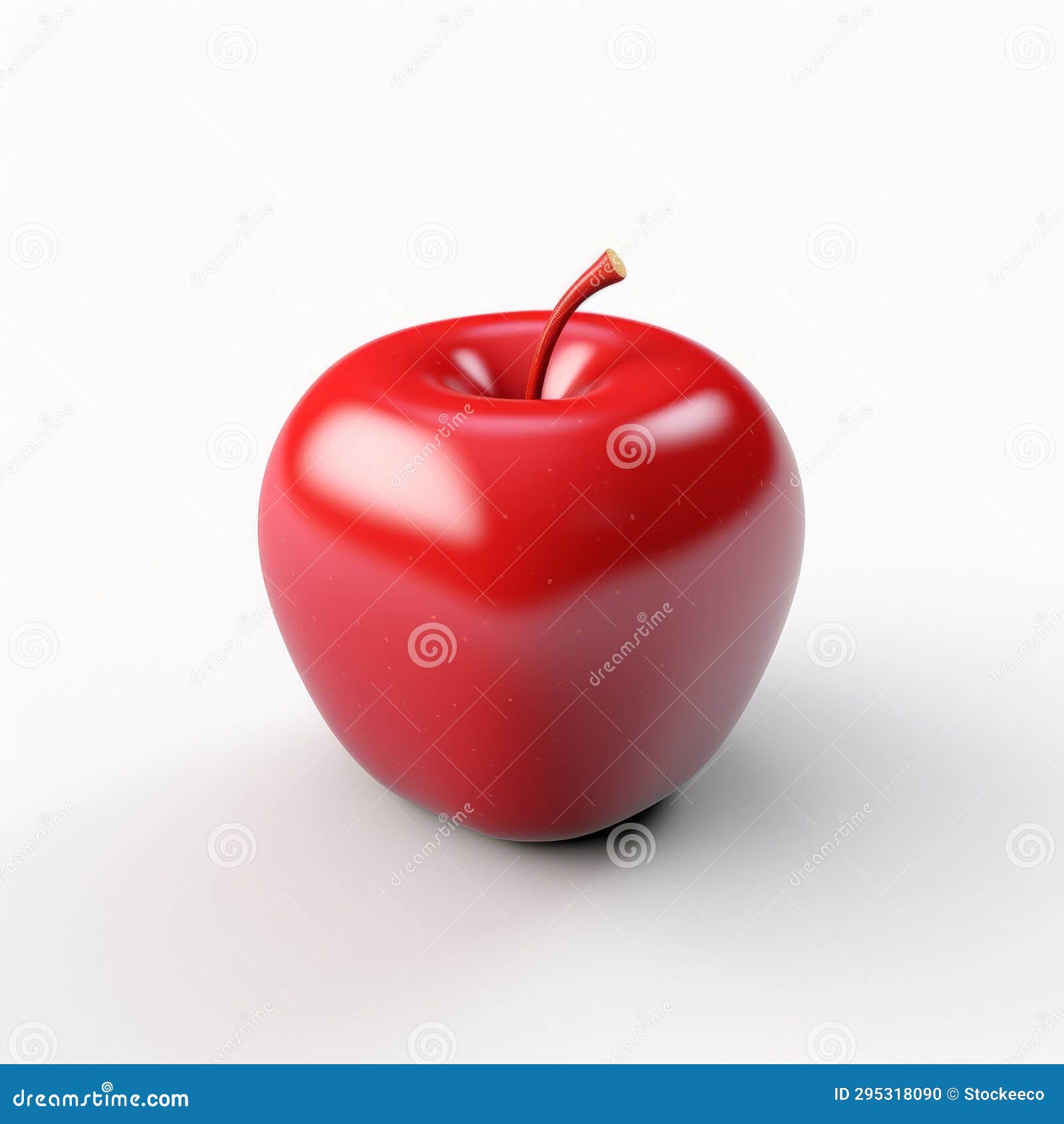 3d Render of a Shiny Red Apple on White Background Stock Illustration ...