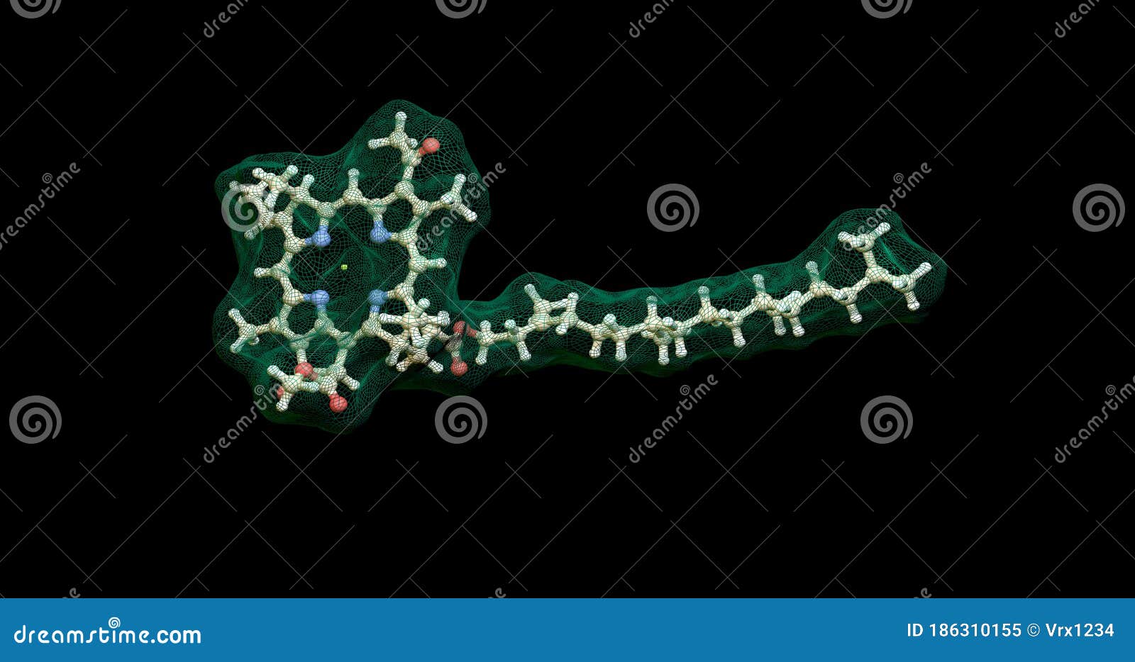 Chlorophyll Molecule Transparent Surface and Ball and Stick Model . 3d ...