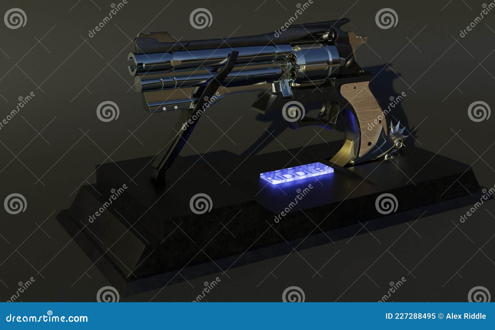 3D Model of a Revolver on a Stand Stock Image - Illustration of ...