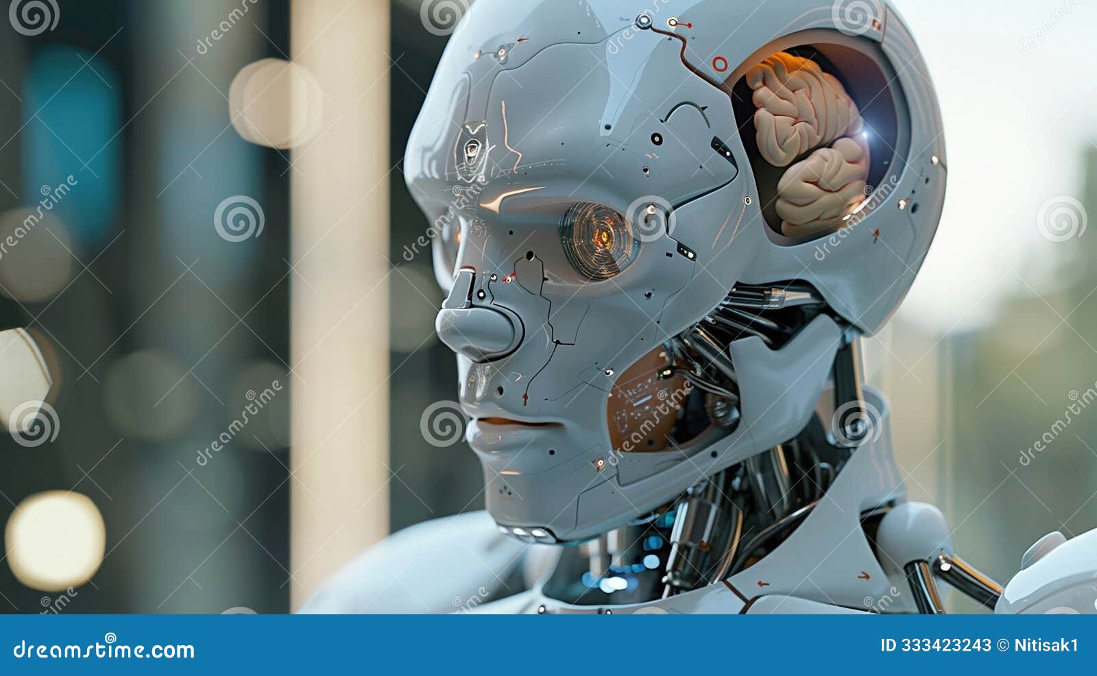 A 3D Model of a Robot with a Human Brain Inside Blurring the Lines ...