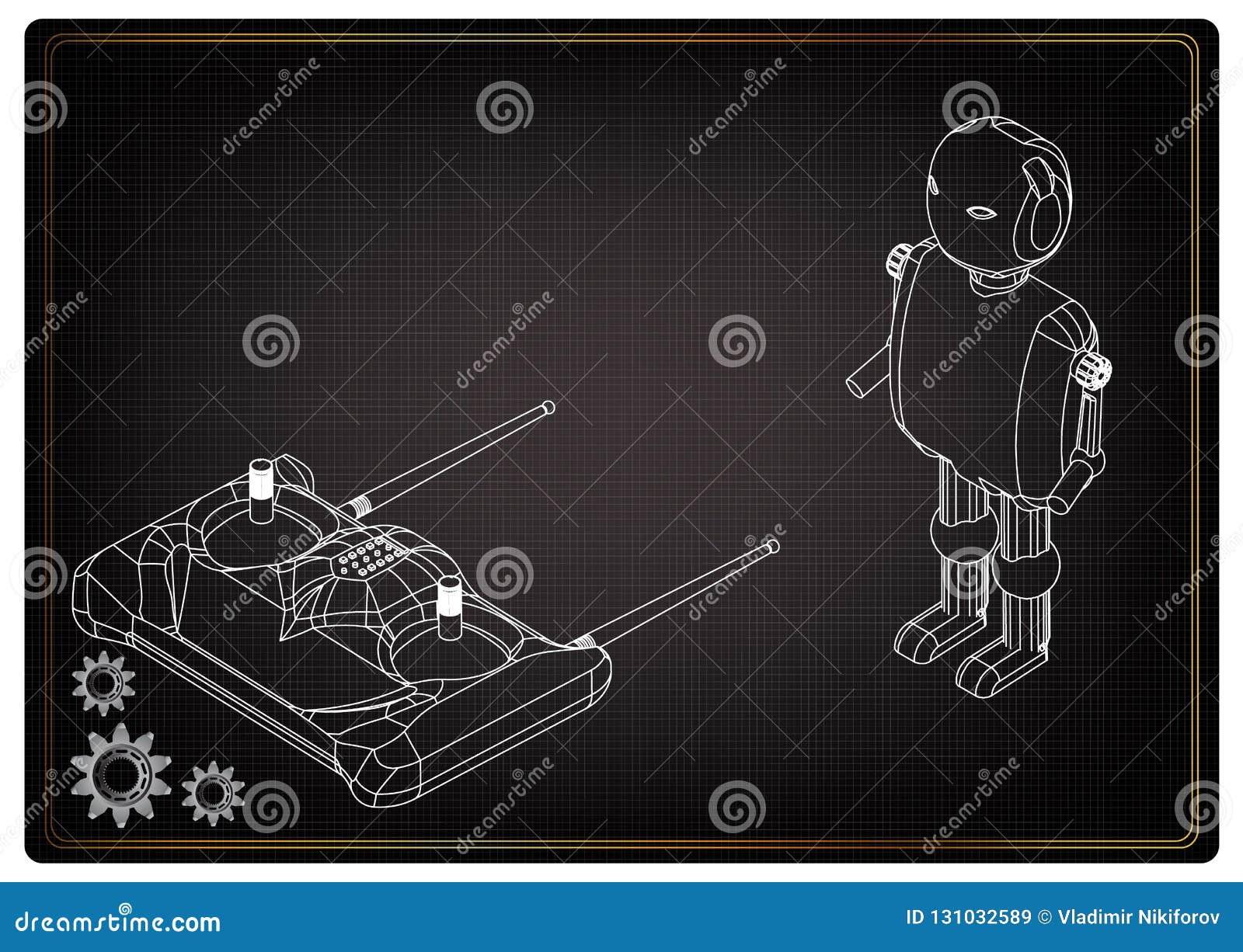 3d Model of a Robot and a Radio Remote Control Stock Vector ...