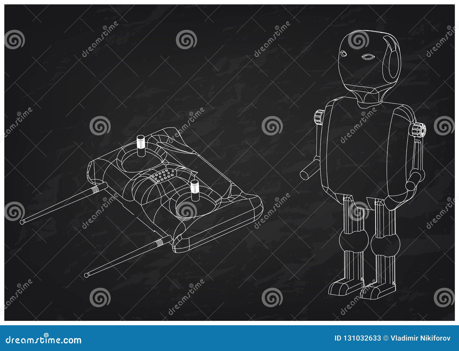 3d Model of a Robot and a Radio Remote Control Stock Vector ...