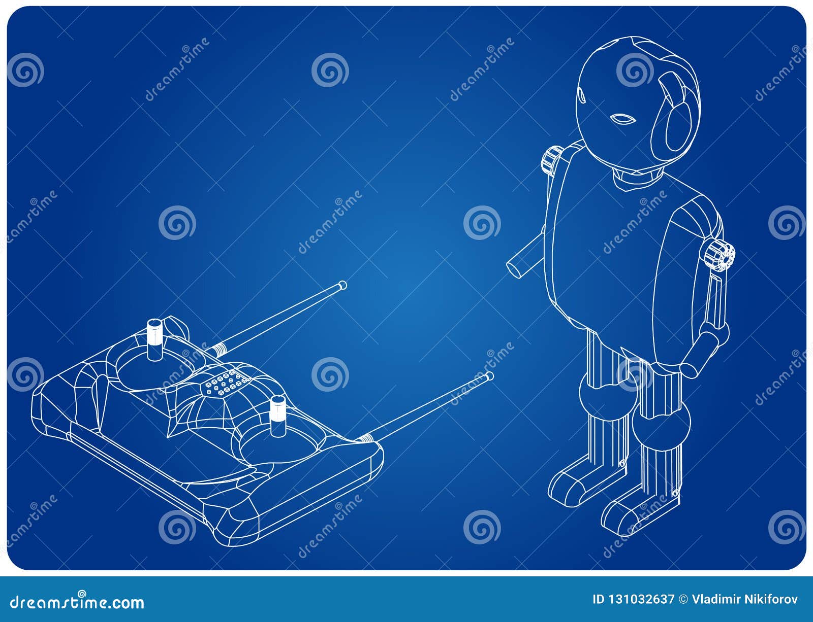 3d Model of a Robot and a Radio Remote Control Stock Vector ...