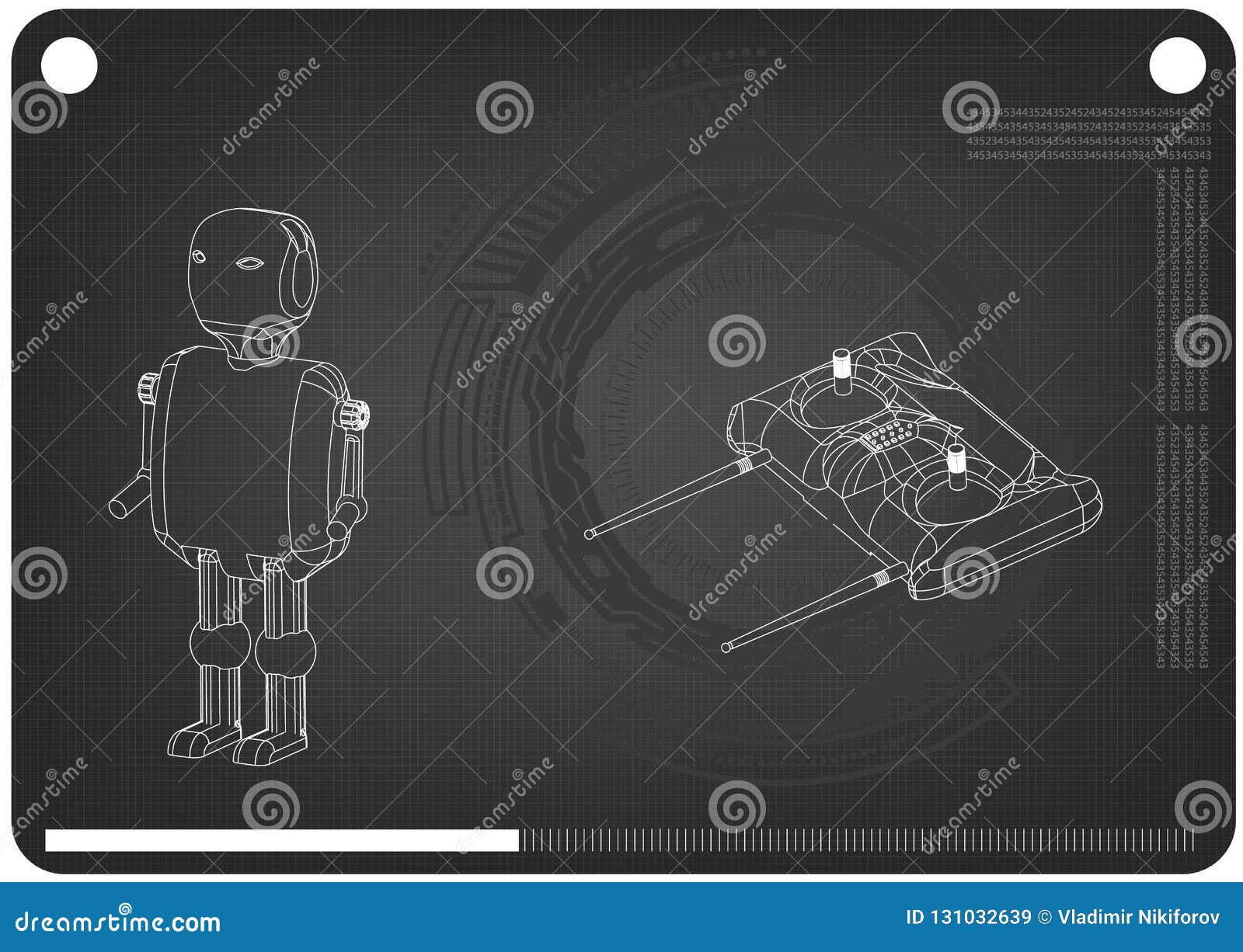 3d Model of a Robot and a Radio Remote Control Stock Vector ...