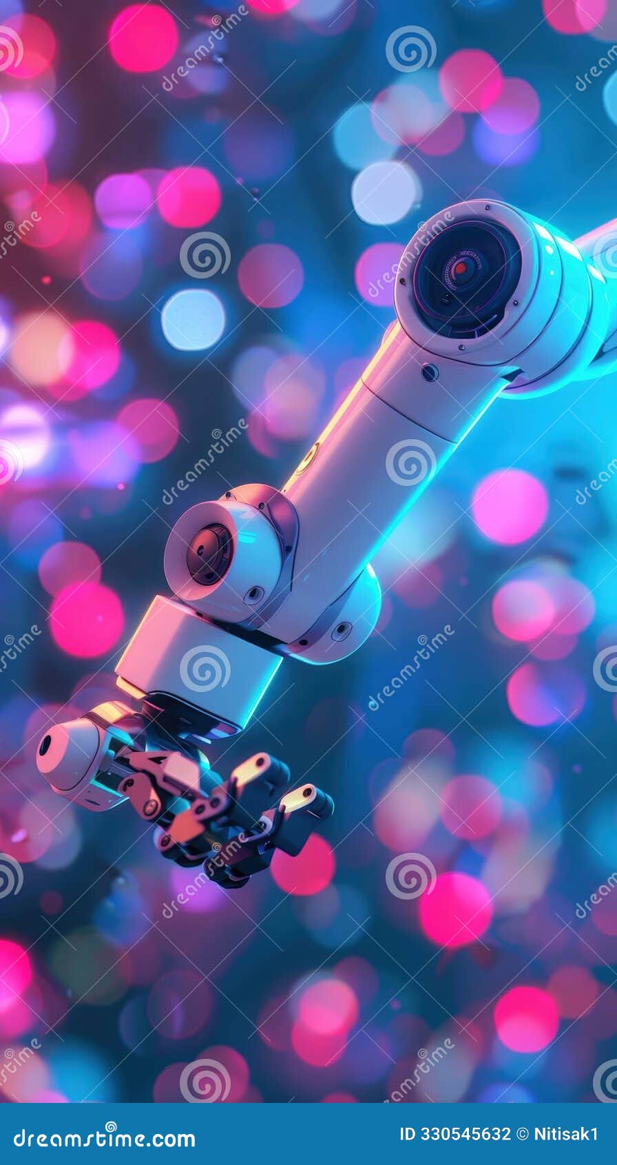 3D Model Of A Robotic Arm Icon With A Colorful Background Royalty-Free ...