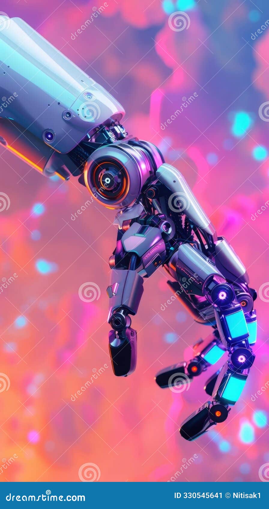 3D Model of a Robotic Arm Icon with a Colorful Background Stock ...