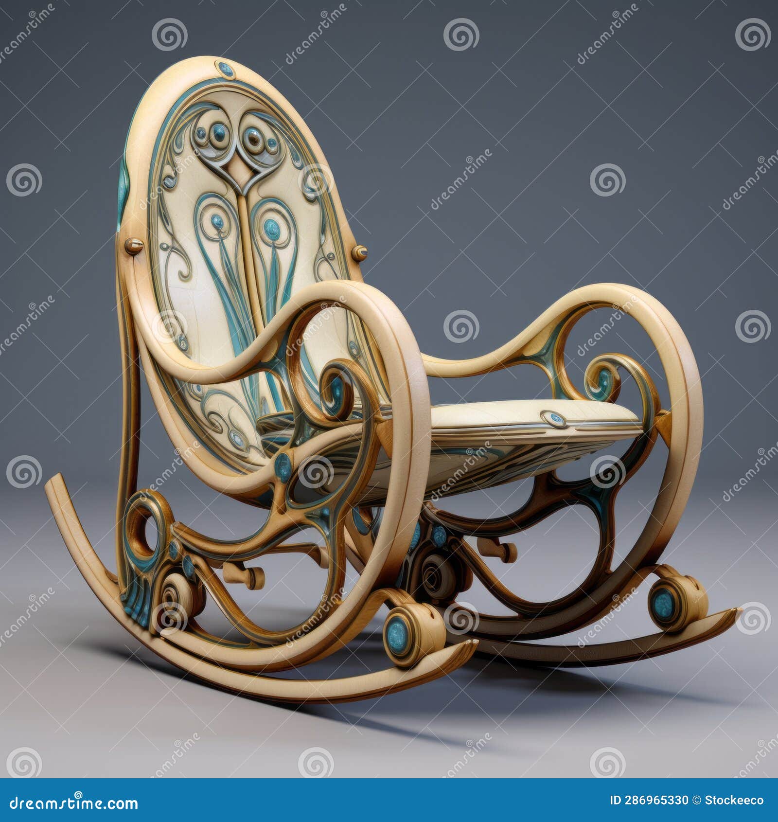 Art Nouveau Inspired Rocking Chair with Organic Forms Stock ...