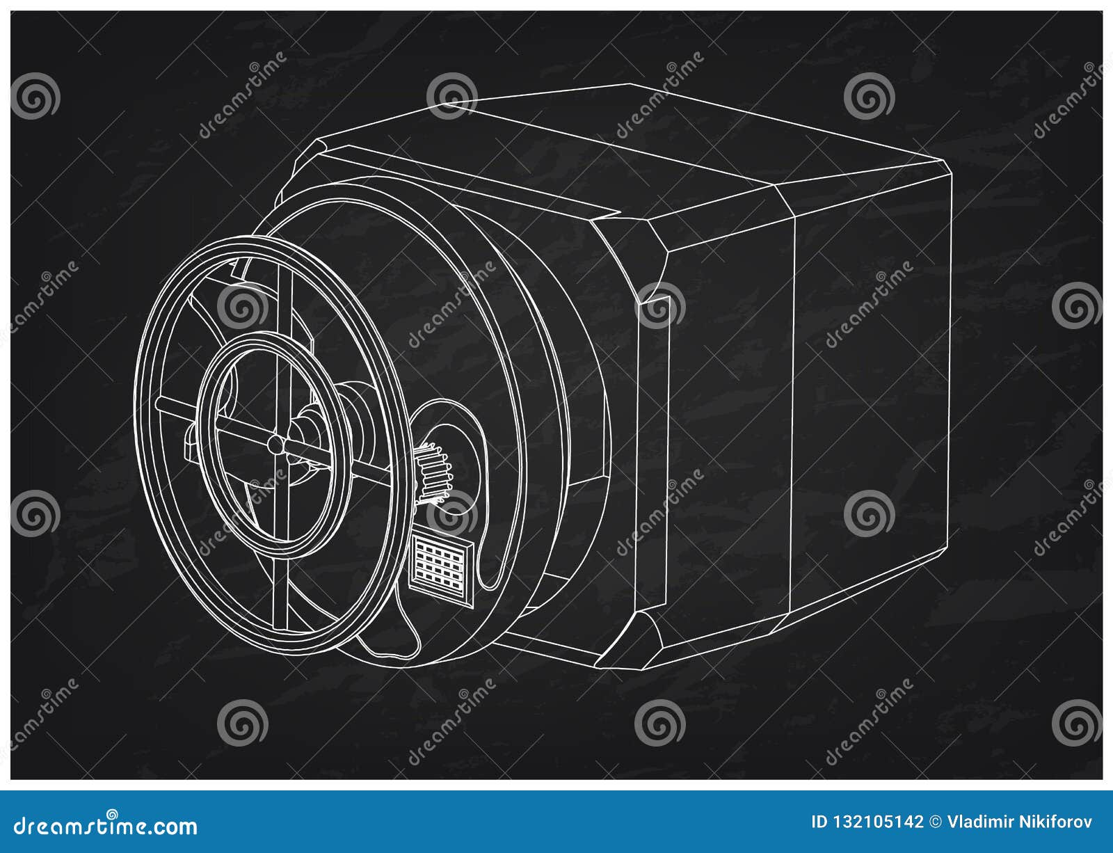 3d Model of the Safe on a Black Stock Vector - Illustration of money ...