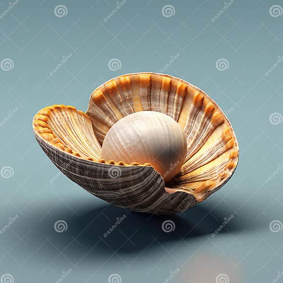 3d Model of Shell with Ball Inside Stock Illustration - Illustration of ...