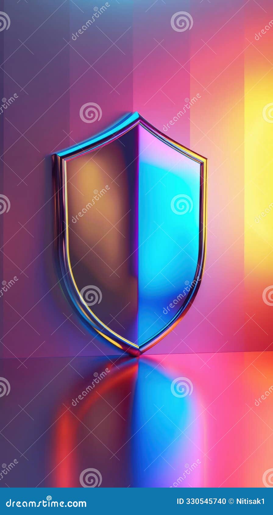 3D Model of a Shield Icon Representing Risk Management with a Bright ...