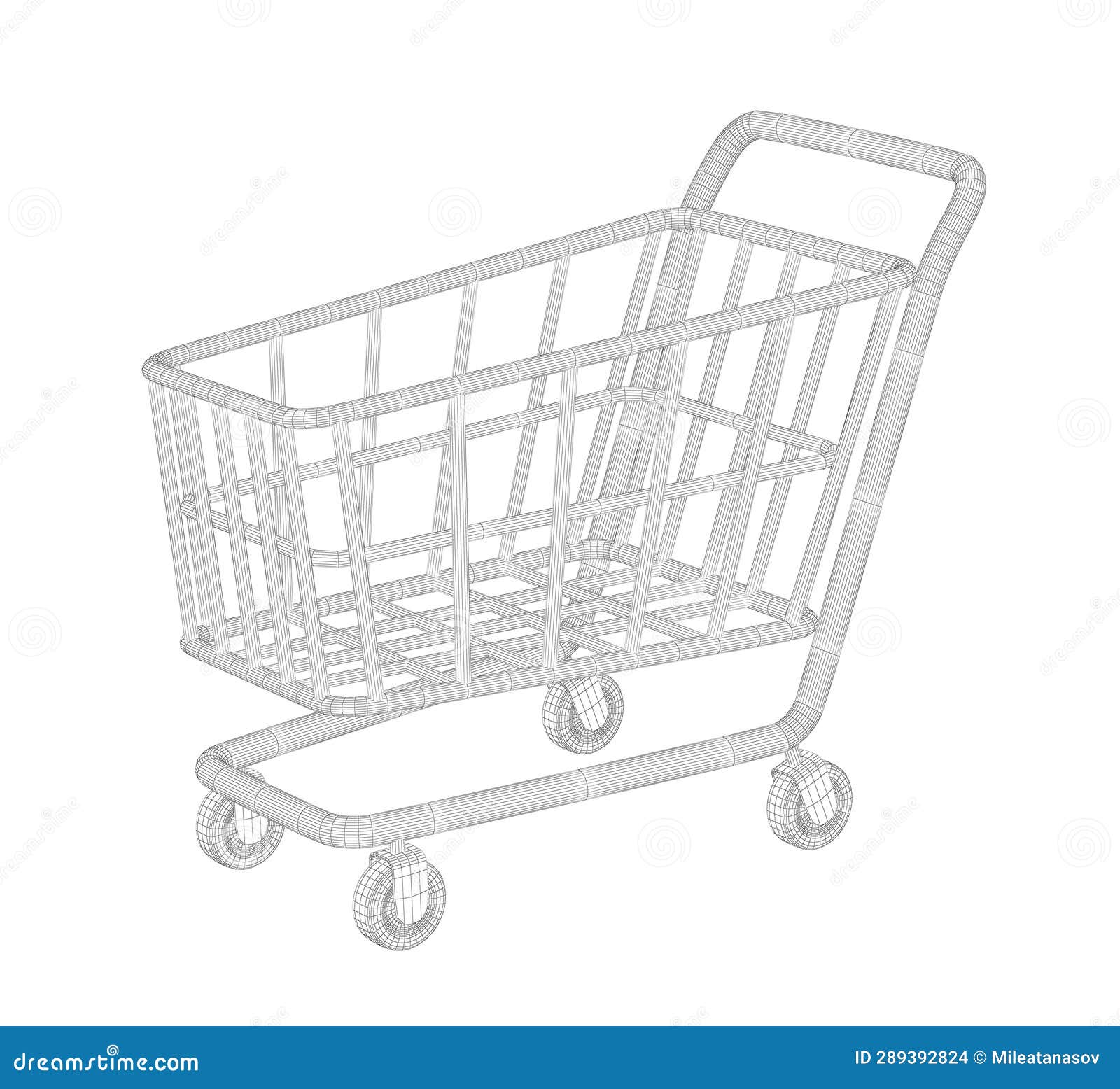 3D model of shopping cart stock illustration. Illustration of wire ...