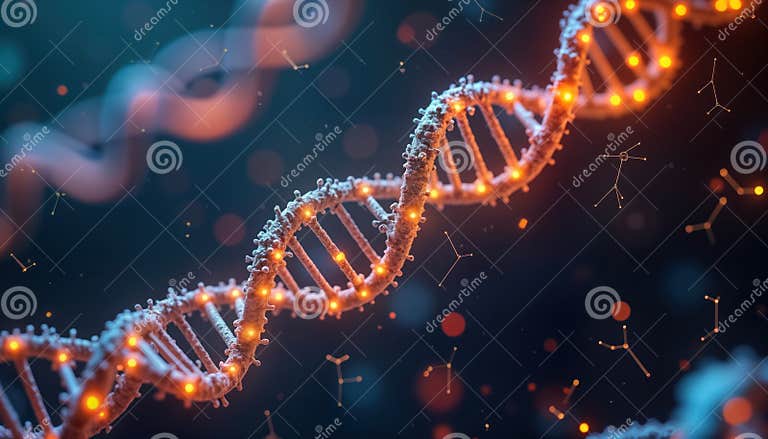 3D Model Shows DNA Sequence Genetic Mutations. Digital Data Tags ...