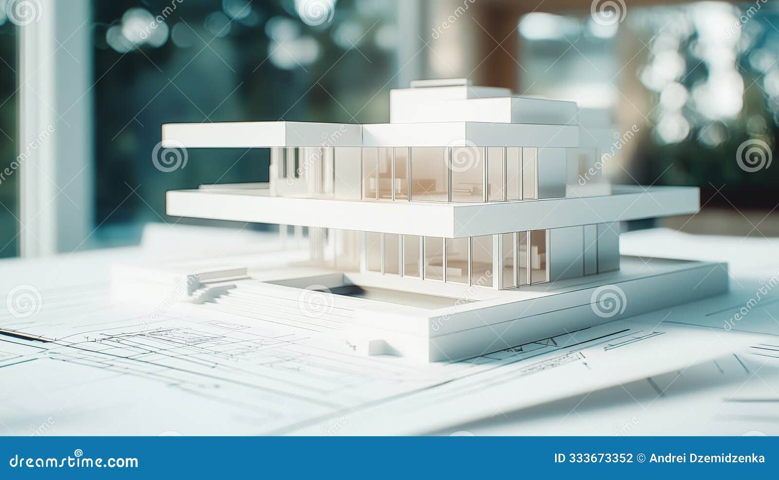 This is a 3D Model of a Small House on a Floor Plan Created with Stock ...