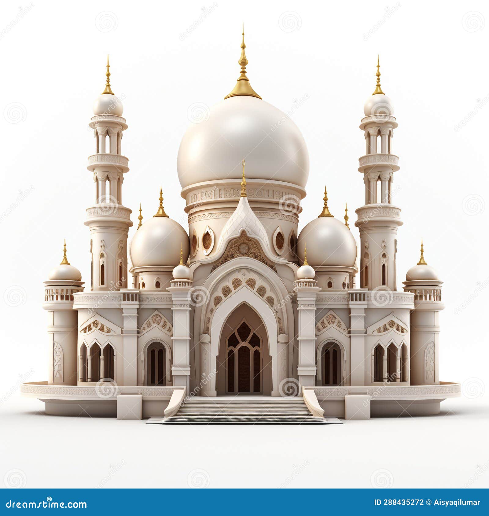 3D Model of a Small Palace with Middle Eastern Architecture Isolated on ...