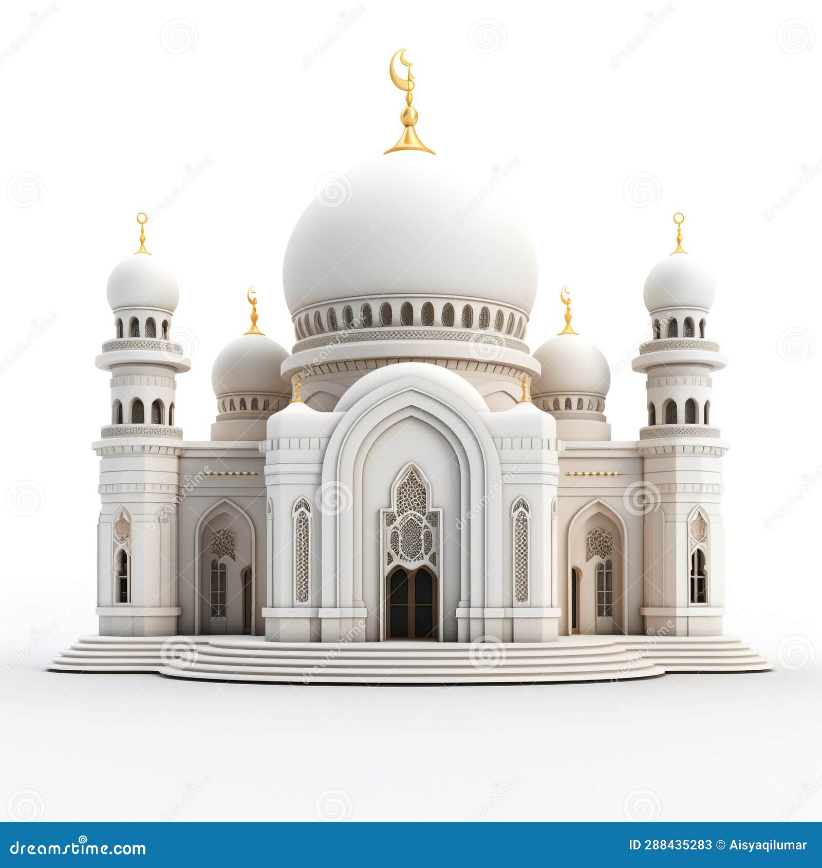 3D Model of a Small Palace with Middle Eastern Architecture Isolated on ...