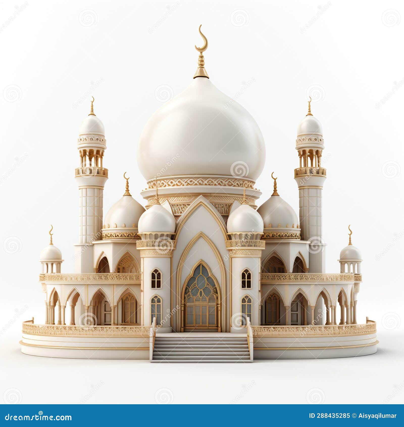 3D Model of a Small Palace with Middle Eastern Architecture Isolated on ...