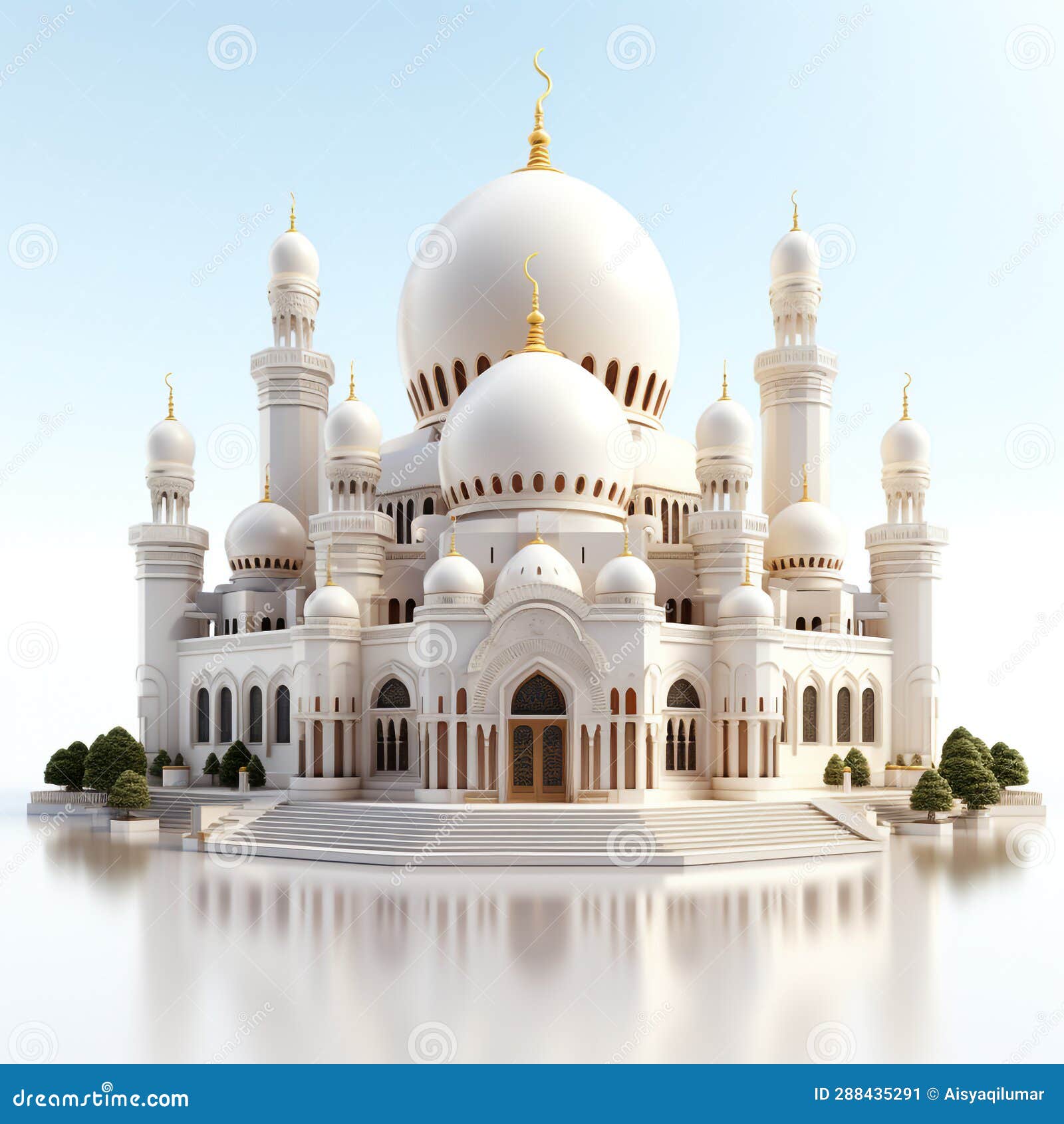 3D Model of a Small Palace with Middle Eastern Architecture Isolated on ...