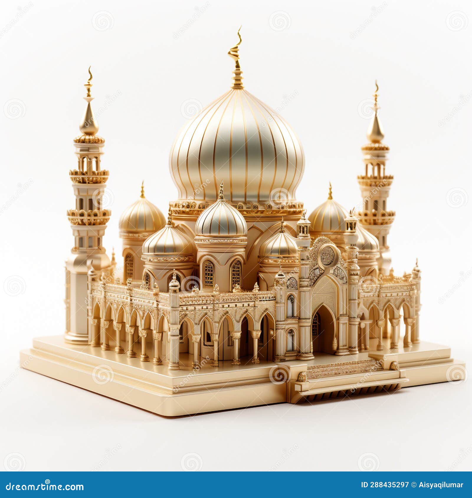 3D Model of a Small Palace with Middle Eastern Architecture Isolated on ...