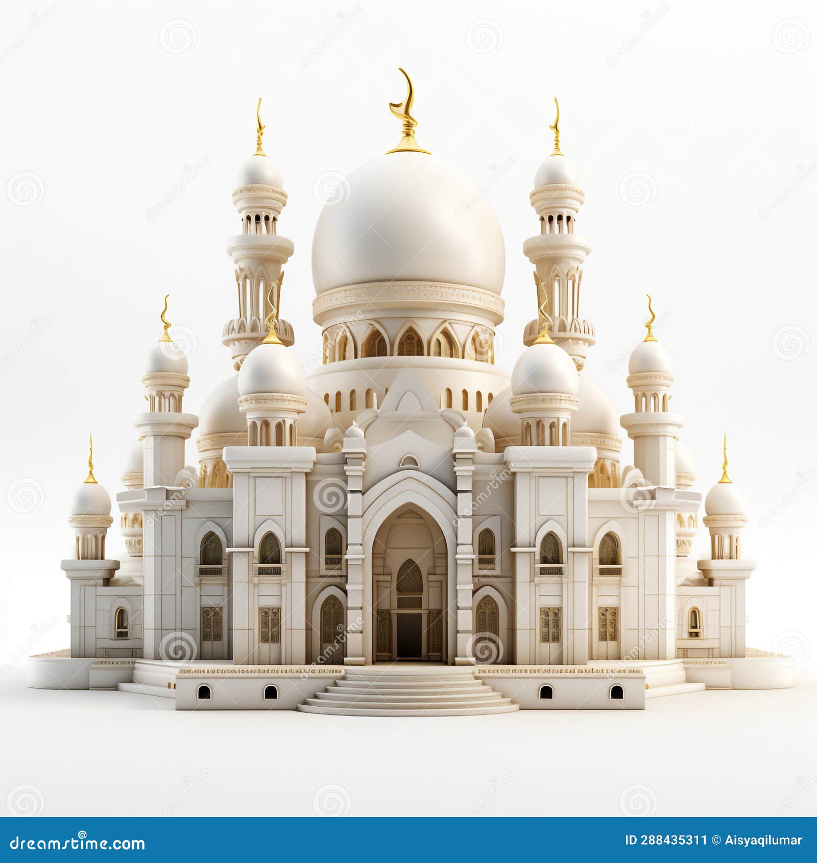 3D Model of a Small Palace with Middle Eastern Architecture Isolated on ...