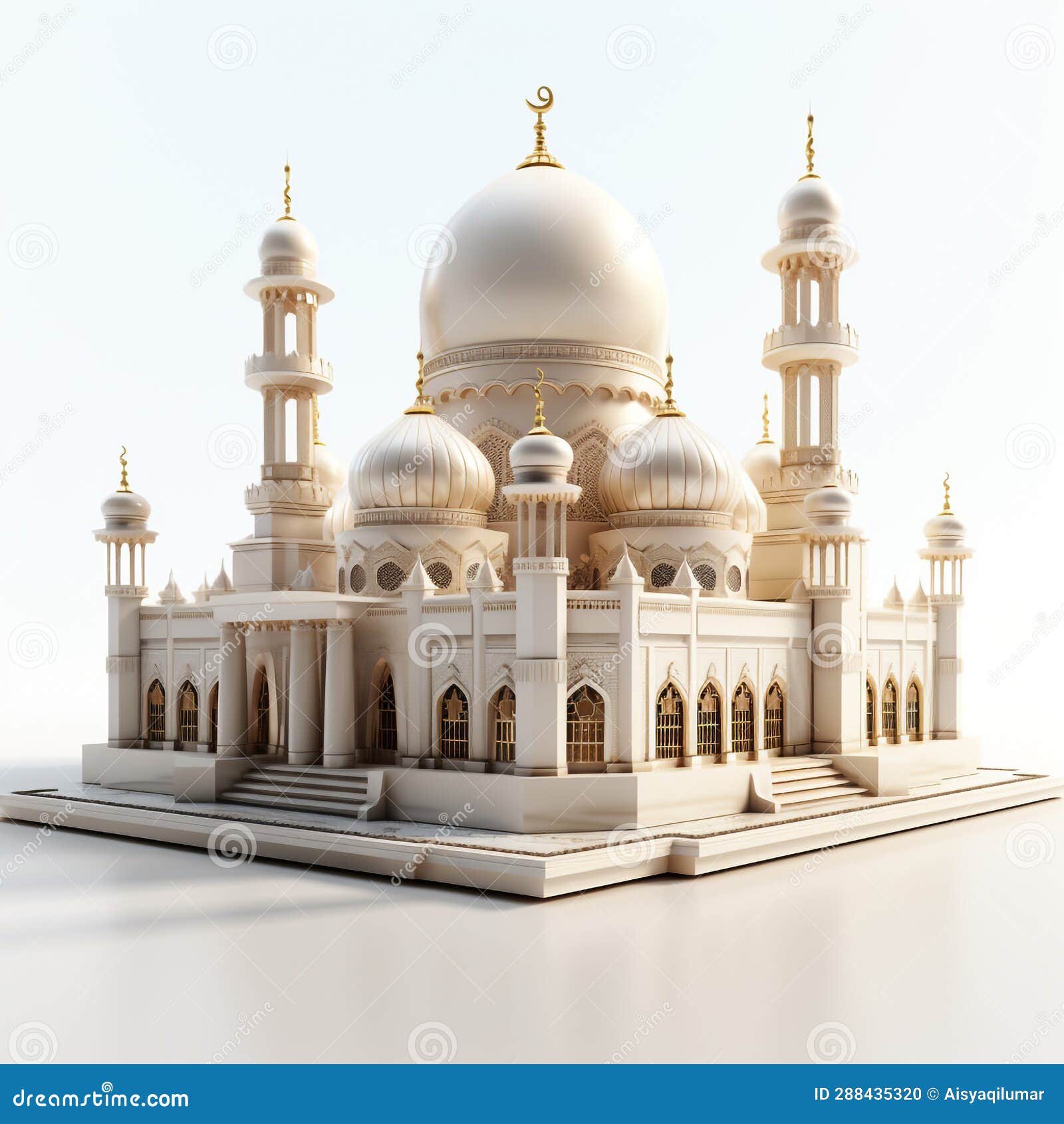 3D Model of a Small Palace with Middle Eastern Architecture Isolated on ...